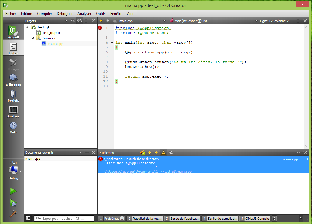 [Résolu] erreur : QApplication: No such file or directory par MatthiasCln - page 1 - OpenClassrooms